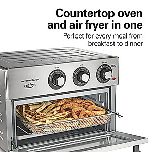 Hamilton Beach Air Fryer Countertop Toaster Oven, Includes Bake, Broil, and Toast, Fits 12” Pizza, 1800 Watts, 6 Cooking Modes, Stainless Steel