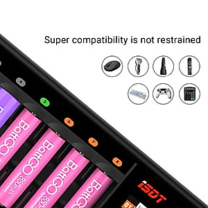 ISDT LCD Display Universal Battery Charger N8 8-Slot Speedy Smart Battery Fast Charger for Rechargeable Batteries AA AAA Li-lon LiHv Ni-MH Ni-Cd Nizn LiFePO4