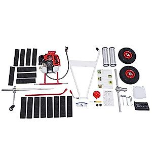 Sweeper Broom, Outdoor Hand Held Broom, Handheld Sweeper, 2 Stroke 43cc 1.7 Horsepower Engine Sweeper for Cleaning Snow Driveway Grass Lawn Garden Sweeper Cleaner Tools