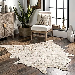 NuLOOM Iraida Contemporary Faux Cowhide Area Rug, 3' 10" x 5', Off-white