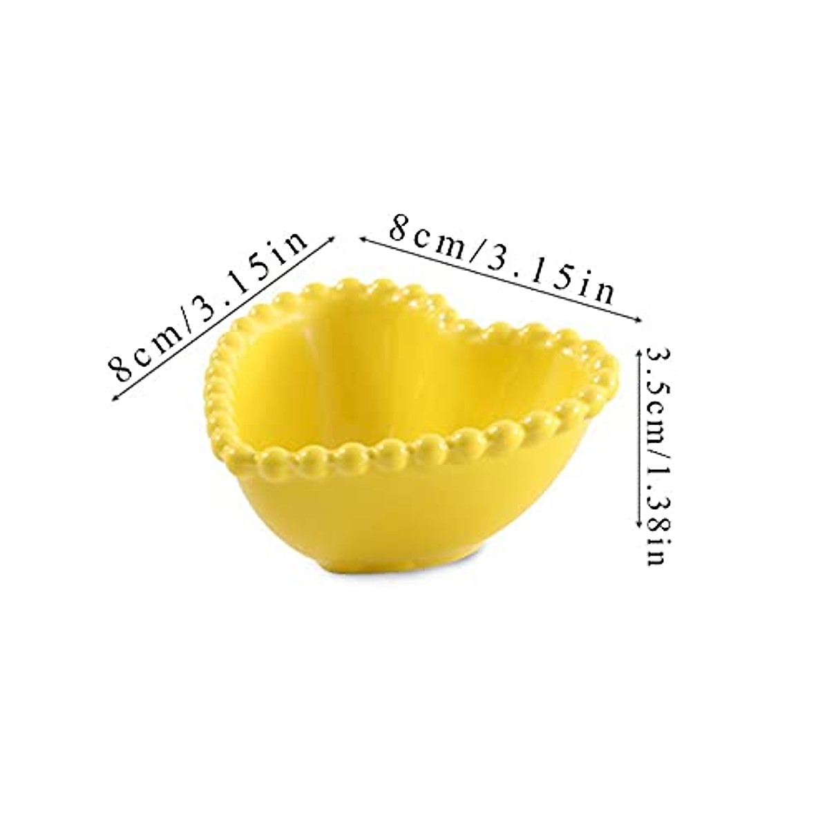 WAOCEO Appetizer Bowls Ceramic Heart Shape Sauce Dish Sushi Kitchen Dipping Bowl Appetizer Plates Porcelain Serving Dish Seasoning Dishes Set of 4 (3.15inch) Salad Bowls