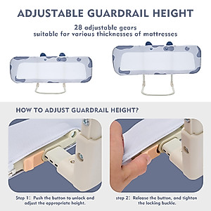 YGLOLRAME Bed Rail for Toddlers - Foldable Baby Crib Rail Guard Adjustable Height Kids Bed Safety Rails for Travelling Hotel, Queen, King, Full Size, Twin Bed (48 Inch)