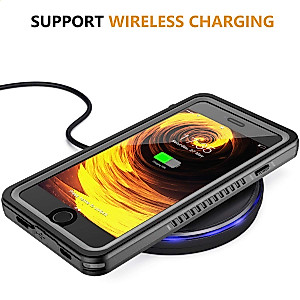 AMILIFECASES iPhone 7/8 Plus Waterproof Case - Shockproof, Sandproof, Dirtproof IP68, Full Body Protection, Black/Clear