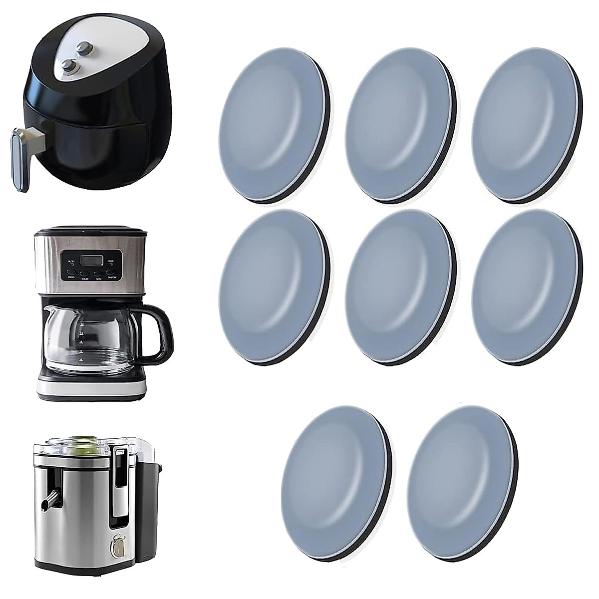 Appliance Sliders for Kitchen Appliances, 8 PCS Easy Moving & Saving Space Self Stick Appliance Slider for Most Countertop Small Kitchen Appliance Coffee Maker, Air Fryer, Pressure Cooker