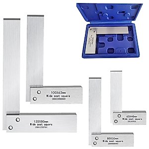 Engineer Square Machinist Square Set, 4Pcs High Precision Hardened Steel Square Angle Ruler 90 Degree Wide Base Square Tool Wide Sitting Angle Square L-type Measuring Tool