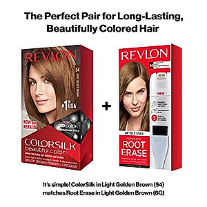Revlon Permanent Hair Color, Permanent Hair Dye, Colorsilk with 100% Gray Coverage, Ammonia-Free, Keratin and Amino Acids, 54 Light Golden Brown, 4.4 Oz (Pack of 1)