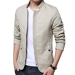 XueYin Men's Cotton Lightweight Slim Fit Jacket Casual Wear(White,XS Size)