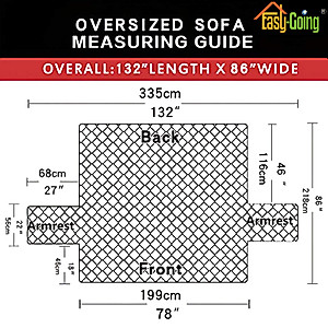 Easy-Going Reversible Oversized Couch Cover for 3 Cushion Couch Sofa Cover for Dogs Water Resistant Furniture Protector Cover with Foam Sticks for Pet (Oversized Sofa, Ivory/Ivory)