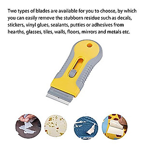 Razor Blade Scrape with 15pcs Extra Blades, Scraper Tool, Razor Blade Retractable, Paint Stripping Tool, Cleaning Tool for Removing Labels, Stickers, Decals, Paint from Glass and Stovetop-WEGAZ