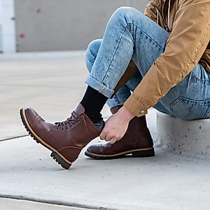 HOT FEET Men's Socks, Cotton Crew Socks for Men, Cushioned Boot Socks for Men, Work Socks for Men, Moisture Wicking Socks Men - Size 10-13, 10 Pairs, Black