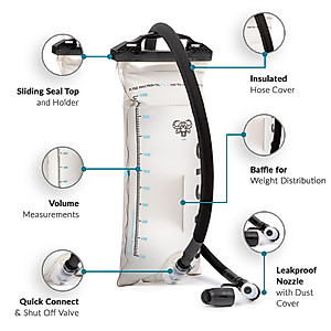 Water Buffalo Hydration Bladder - Water Bladder for Hiking Backpack - Leak Proof 2L Hydration Bladder - includes Hydration Bladder Cleaning Kit - Oasis 2 Liter Hydration Bladder