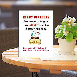 Dapofajo Sister Birthday Card, Happy Birthday Card to Sister, Funny Birthday Card for Sister, Hilarious Bday Card from Sister
