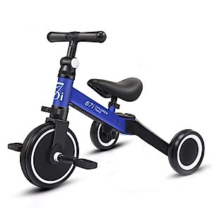67i 3 in 1 Tricycle for 1-3 Year Old Toddler Bike Kids Tricycles for 1-3 Year olds Toddler Tricycle Kids Trikes Adjustable Seat and Removable Pedal Baby Balance Bike Boys Girls (Blue)
