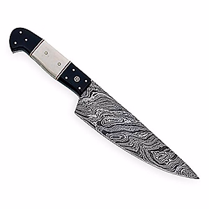 Professional Handmade Chef kitchen Knife 12 Inch Genuine Damascus Kitchen Cutlery Knife Damascus Steel Cutting Vegetable Meat Cleaver Kitchen Damascus Chef Knife, Great Gift CHF-29