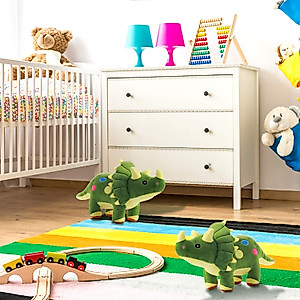 Dinosaur Plush Toy, 16" Stuffed Animal Triceratops Throw Plushie Pillow Doll, Soft Green Fluffy Friend Hugging Cushion - Present for Every Age & Occasion