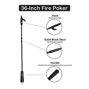 36” Fireplace Fire Pit Poker and 26” Fireplace Tongs Tool Sets, Campfire Fireplace Tools for Outdoor/Indoor