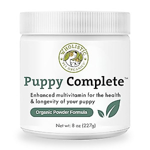 Wholistic Pet Organics Puppy Vitamins - 8 Oz - Coat Support Powder for Dogs, Dog Itching Skin Relief Powder, Skin and Coat Supplement with Omega 3