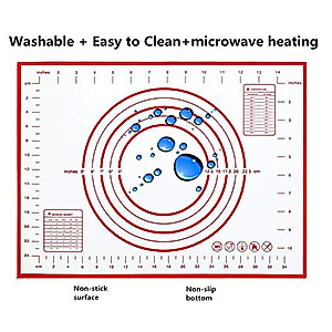 Large Silicone Pastry Mat Non Stick,Non Slip Baking Mat with Measurement Fondant Mat, Counter Mat, Dough Rolling Mat, Oven Liner
