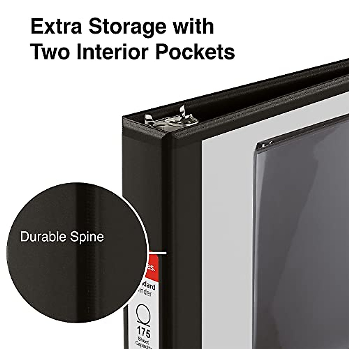 Staples 2661503 Standard 1-Inch 3-Ring View Binders Black 12/Carton (26431Ct)