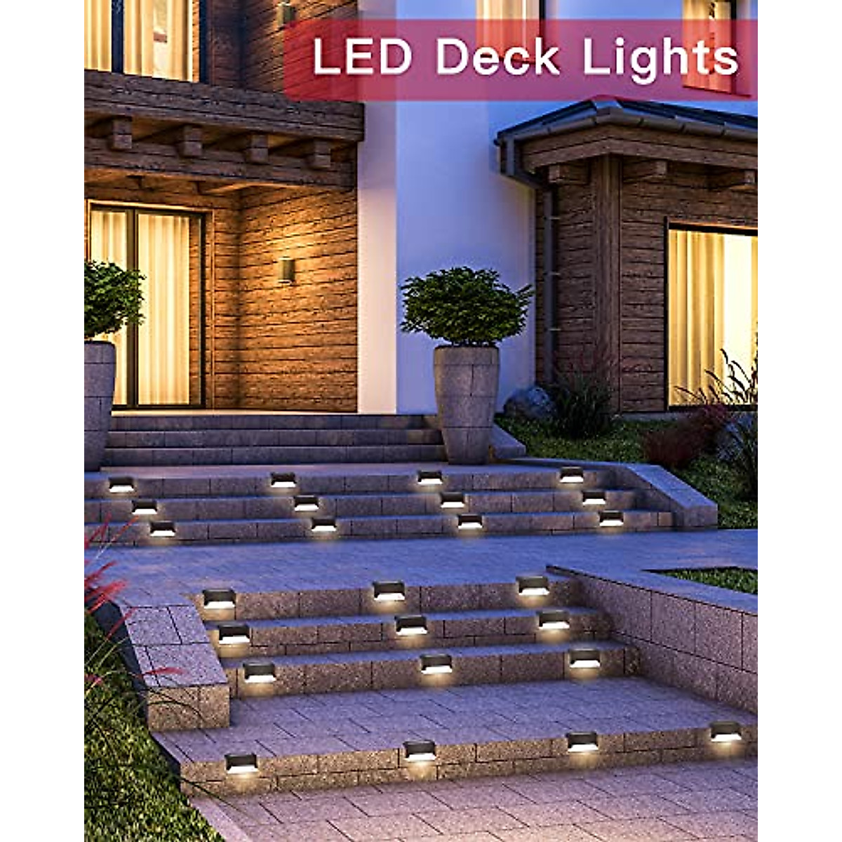 BLEAKTEIR 16Pack Solar Deck Lights LED Step Fence Lights Indoor/Outdoor Waterproof Stair Lights Motion Sensor Wireless Battery Operated Use for Wall, Patio, Garden, Yard and Driveway etc(Warm White)