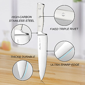 Kitchen Knives Set, Harriet 14-Piece Knife Block Set with Multifunctional Kitchen Shear and Sharpening Steel, High-Carbon Stainless Steel Chef Knife Set, Classic Forged Triple Rivet