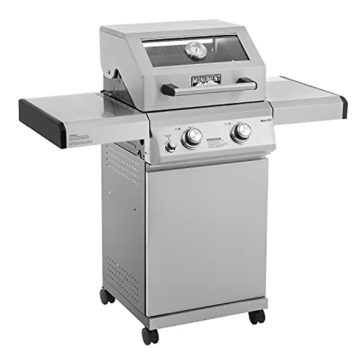Monument Grills 14633 2-Burner Stainless Steel Liquid Propane Gas Grill with Clear View Lid, LED Controls Mesa 200