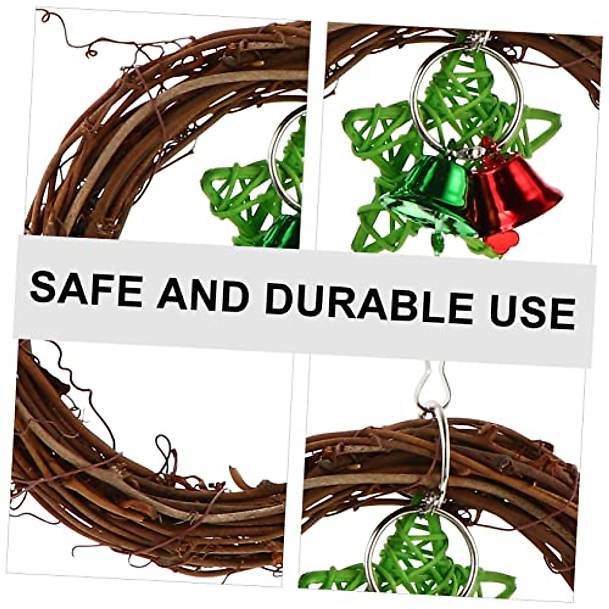 Budgie 3pcs with Branch Natural Supplies Toy Jingle Budgie Macaw Vine Wreath Swing Climbing Chewing Rattan Balls for Parakeet Hoop Ring Bells Parrot Accessories Bird Cockatoo Cage