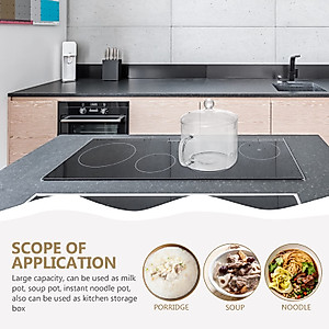 DOITOOL Glass Saucepan with Cover, Clear for Cooking on Stove, Glass Cooking Saucepan with Side Handle for Pasta Noodle, Soup, Milk, Tea (18x13x14.5cm)