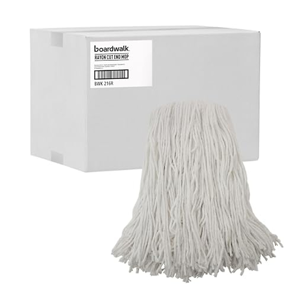 Boardwalk Premium Cut-End Wet Mop Heads, Rayon, 16oz, White, 12/Carton