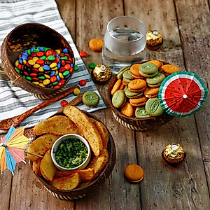 Coco's Boon Upgraded LeakProof Coconut Bowl Set. Big Coconut Bowls with Spoons, Stabilizers, Umbrellas. Natural Coconut Bowls for Acai Bowl, Coconut Cups Hawaiian Party Shells, Wooden Smoothie Bowls