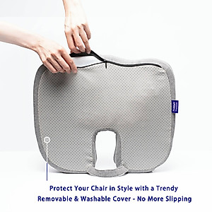 Pubemy Gel Infused High Dense Memory Foam Seat Cushions for Office Chair, Car, Wheelchair-Coccyx Seat Cushion for Tailbone Pain Pressure Relief (Light Grey)