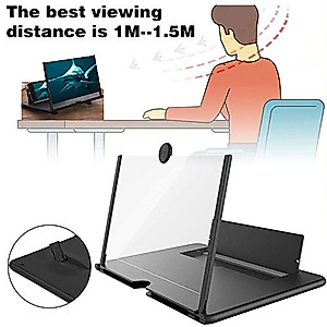 Junrbx Screen Magnifier Amplifier, New Generation Phone Holder Screen Amplifier, 3D HD Video and Gaming Phone Projector-with Foldable Phone Stand, Supports All Smartphones
