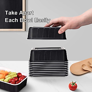 OTOR Bento box Meal Prep Containers with Clear Airtight Lids 17oz Lunch Boxes Deli Container take away food storage Two-color process 25 Sets