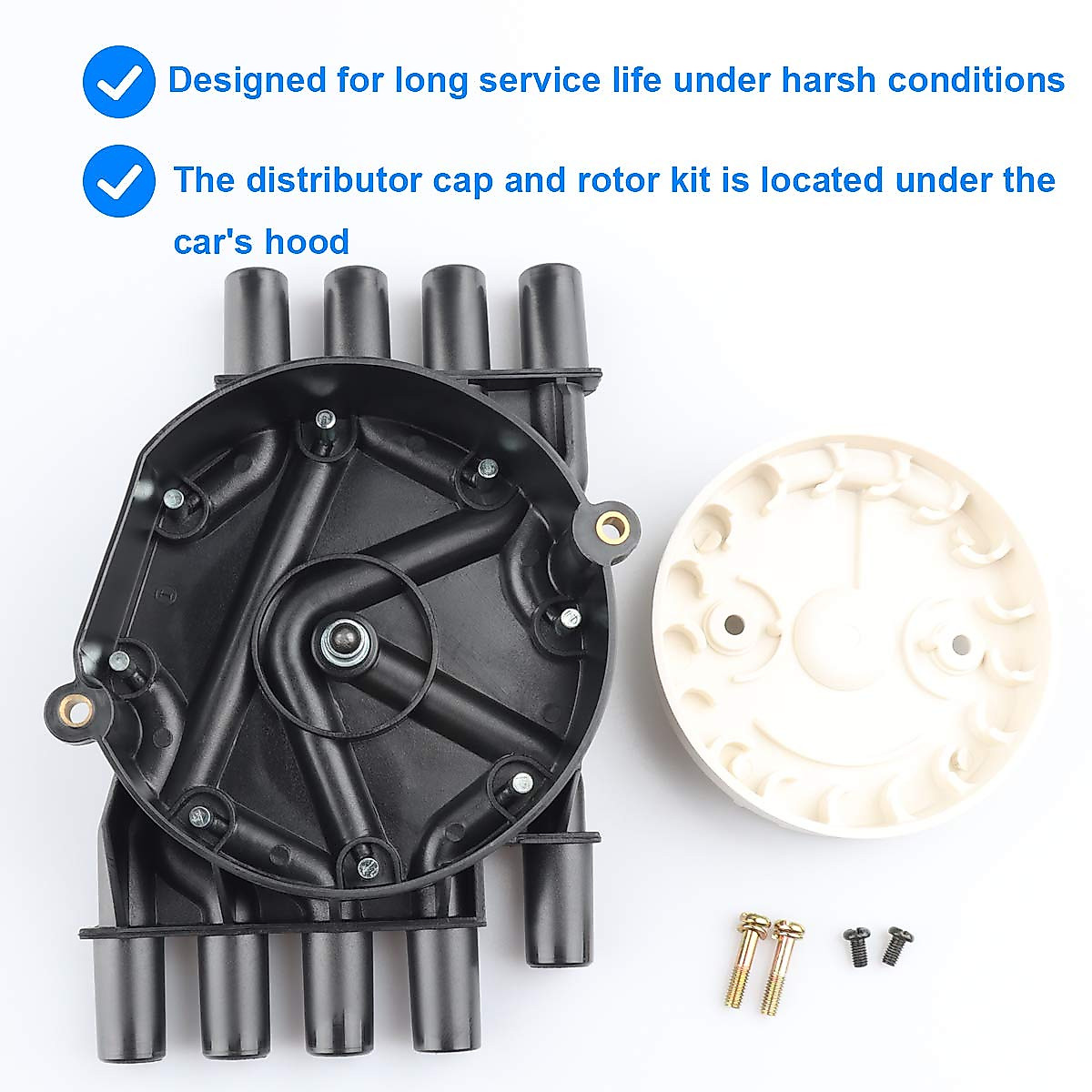 Ignition Distributor Cap and Rotor Kit, Replace D329A 10452459 Compatible with Chevy GMC 5.0 5.7 Vortec 305 350 454-1996-1999 C1500 K1500 Suburban C2500 K2500 Suburban, 1996-2000 Tahoe Yukon, More