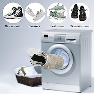 MEILANHUI 2Pcs Shoe Washing Machine Bag, 360° Wrap-Around Cleaning Laundry Shoe Bag for Washer and Dryer Reusable and Durable Zipper Shoe Washing Bag for All Shoe Types and Sizes (Grey)