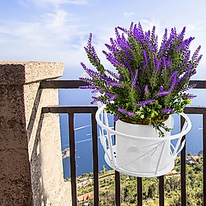 Firlar 2 PCS Hanging Railing Planter, Flower Pot Basket Plant Holder, Iron Art Hanging Baskets Flower Pot Holder, for Patio Balcony Porch Fence Outside and Indoor (8.6 x 4.7 inch)