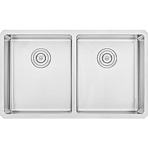 CozyBlock 32 in. x 19 in. x 10 in. 16-Gauge Stainless Steel Undermount 50/50 Double Bowl Kitchen Sink with Bottom Grid, Silicon Dishrack, Pot Mat and Strainer