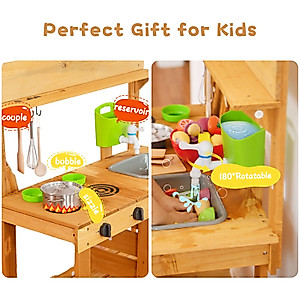 Aoparts Mud Kitchen, Play Kitchen, Kitchen Accessories and Garden Sink, Kids Outdoor Kitchen Playset with Faucet, Mud Kitchen for Kids Outdoor