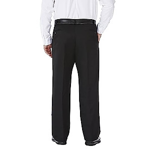 Haggar mens Cool 18 Hidden Expandable Waist Pleat Front Pant- Regular and Big & Tall Sizes dress pants, Black, 38W x 32L US