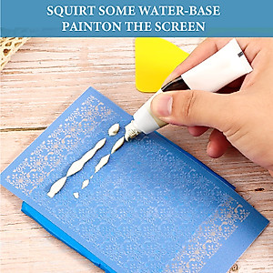 Caydo Silk Screen Stencils for Polymer Clay, 12 PCS Reusable Silkscreen Print with 2 Squeegee, Working with Clay Earrings Cutters for Printing on Clay Earrings Decoration(6 x 3.8 inch)