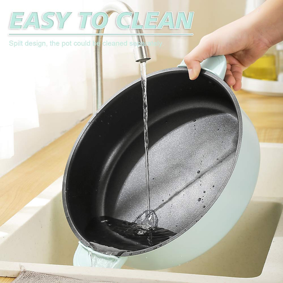 Hot Pot Electric with Burner, 5.3QT Hot Pot Electric Shabu Shabu Pot, Split Multi Non-Stick Electric Skillet, Portable Kitchen Burner Stove with Shabu Hot Pot for Home Cooking, Family Party