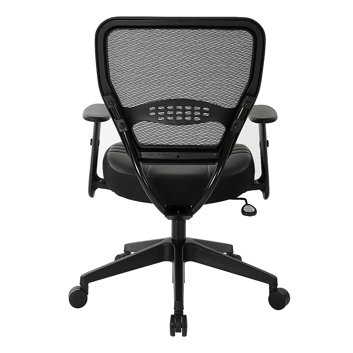 SPACE Seating Professional AirGrid Dark Back and Padded Black Eco Leather Seat, 2-to-1 Synchro Tilt Control, Adjustable Arms and Tilt Tension with Nylon Base Managers Chair