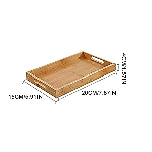 Ochine Bamboo Serving Tray with Handles Rectangular Wooden Breakfast Food Trays Natural Wood Tea Coffee Tray Decorative Counter Table Tray for Home Office Kitchen Bathroom and Weddings Parties 1 Pack