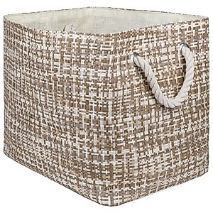 DII Woven Paper Storage Bin, Tweed, Stone, Large