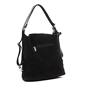 Women Leather Backpack/Purse - Handmade Convertible Hobo Shoulder Bag from Genuine Suede Leather