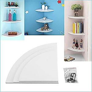 Ejoyous Wall Shelf, 3 Tier Wall Mount Corner Display Shelf Storage Rack Organizer Modern Decoration Hanging Shelf for Home Living Room Bedroom Office, White