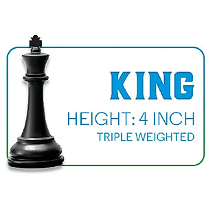 Chess Geeks 3X Triple Weighted Chess Pieces Only - Modern Style - Heavy Weighted Pieces - 32 Pieces + 2 Extra Queens - Total Weight 2.5lb - King 4" Tall