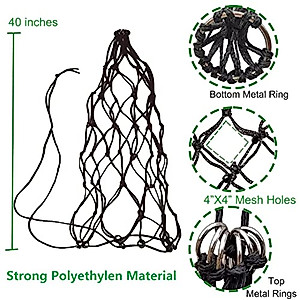 YAXSHIMU Slow Hay Feeder Hay Net, Freedom Feeder, 40" with 4" Mesh Holes, for Horse, Goats Full Day Feeding, Black, 2 PCS