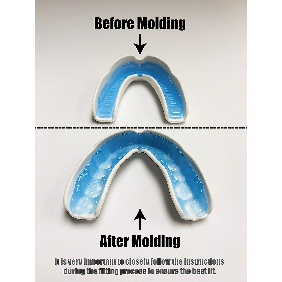 COOLLO SPORTS Boil and Bite Mouth Guard DC Custom Fit Sport Mouthpiece for karate, martial arts, wrestling, Boxing, MMA (Free Case Included!) -Adult size (Adult -Ages 11 & above, Trans. & White)