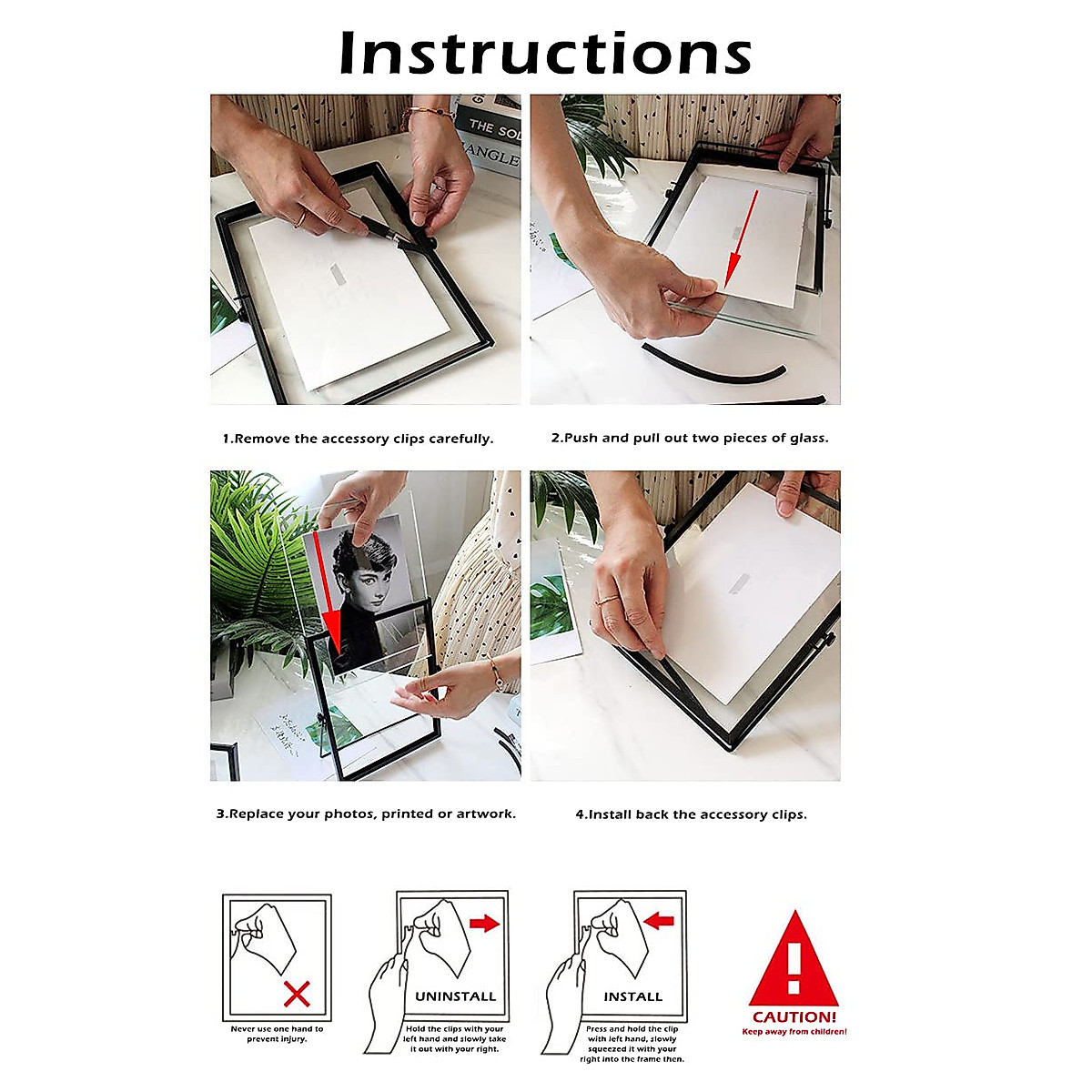 Calculs Wedding Memorial Table Sign | 10x8 inch Clear Floating Picture Frame with Removable Paper in Loving Memory Plaques Remembrance Art Table Decoration Gold